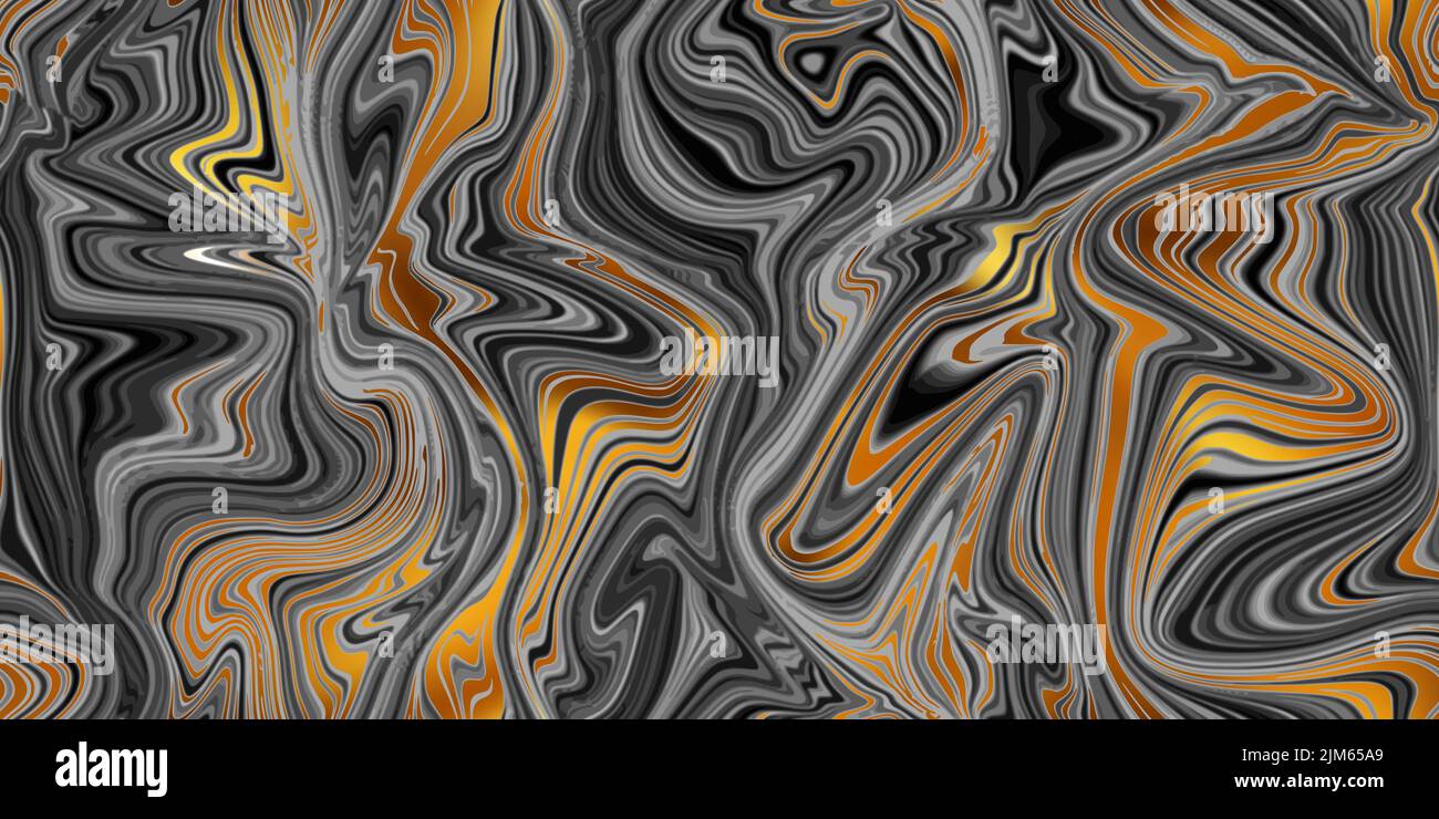 Black and gold seamless marble pattern with psychedelic swirls. Vector ...