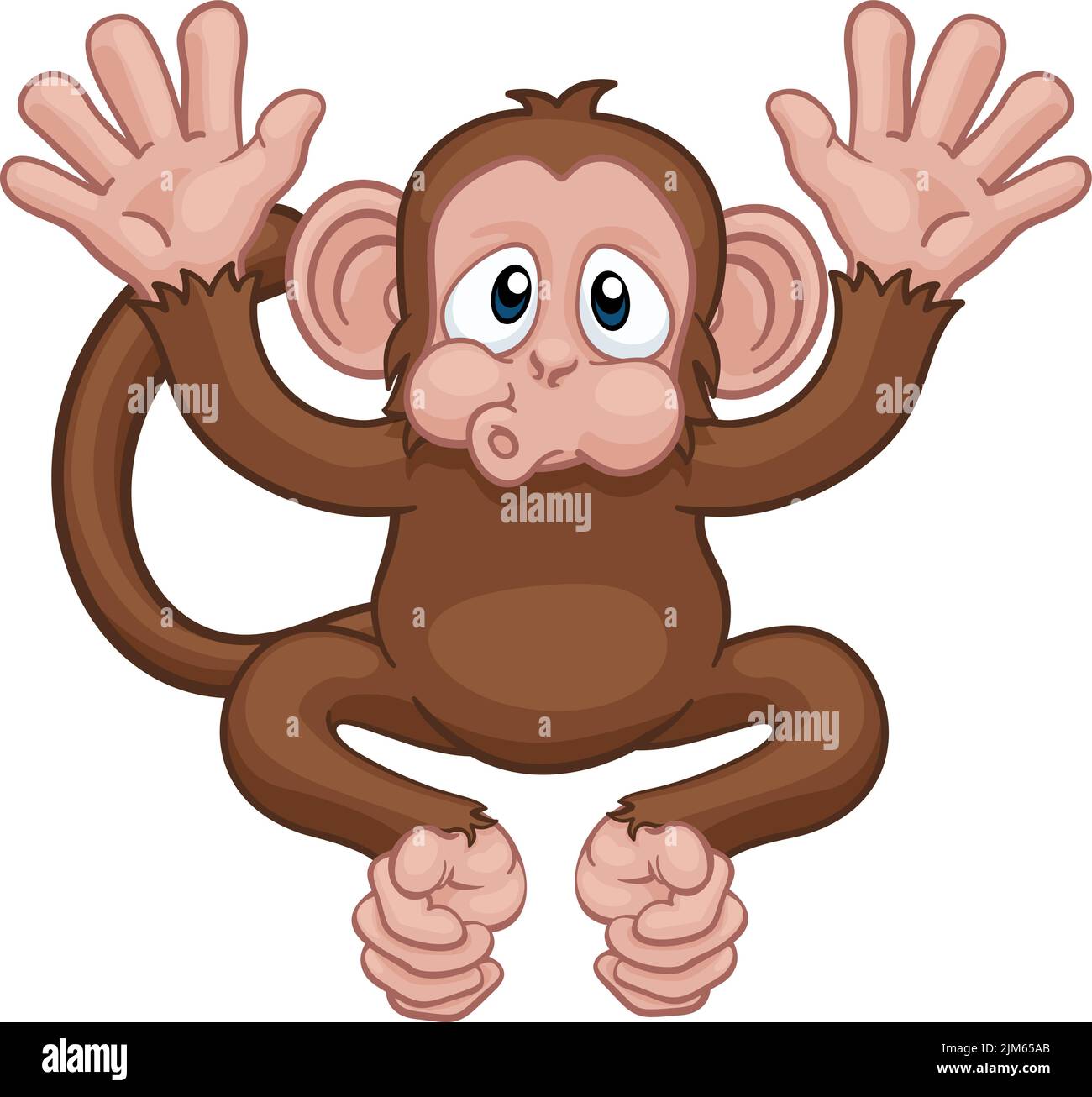 Monkey Cartoon Character Animal Mascot Waving Stock Vector Image & Art ...