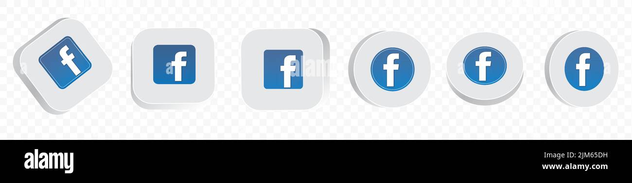 An illustration of Facebook logos in a round and square shapes isolated ...
