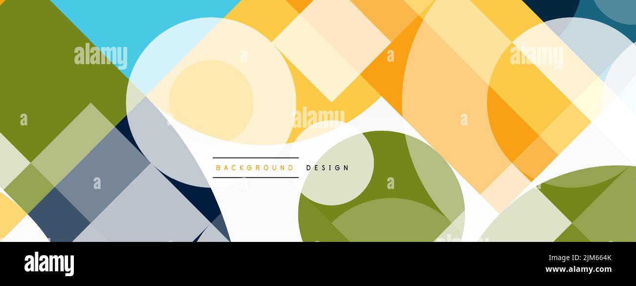 Circle and square geometric background. Round shapes with squares and ...