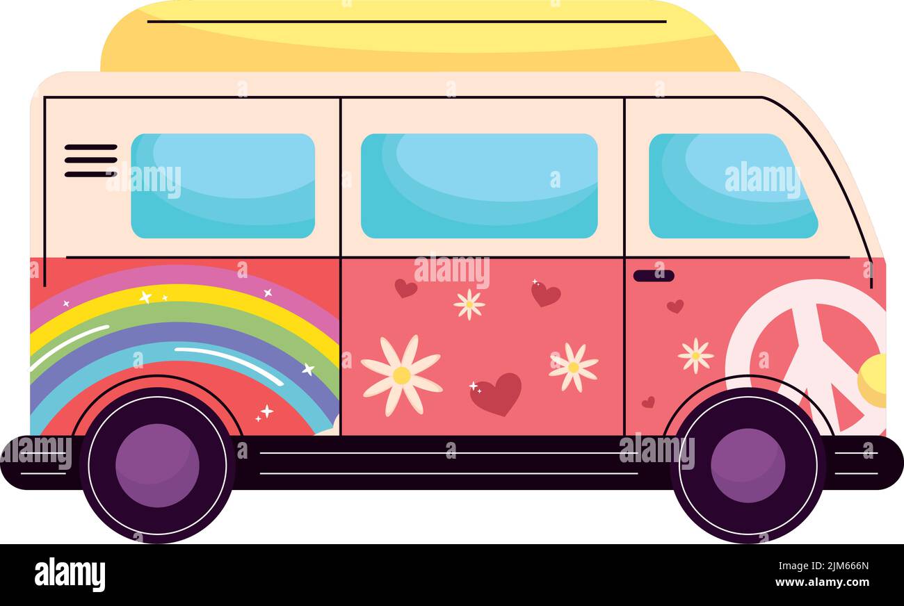 hippie van retro style Stock Vector Image & Art - Alamy