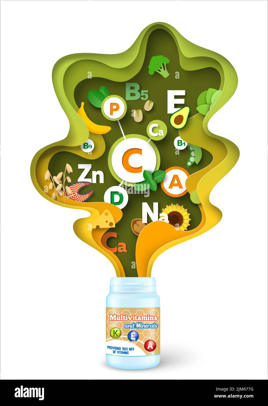 Supplement with balanced multivitamin and mineral complex paper cut ...