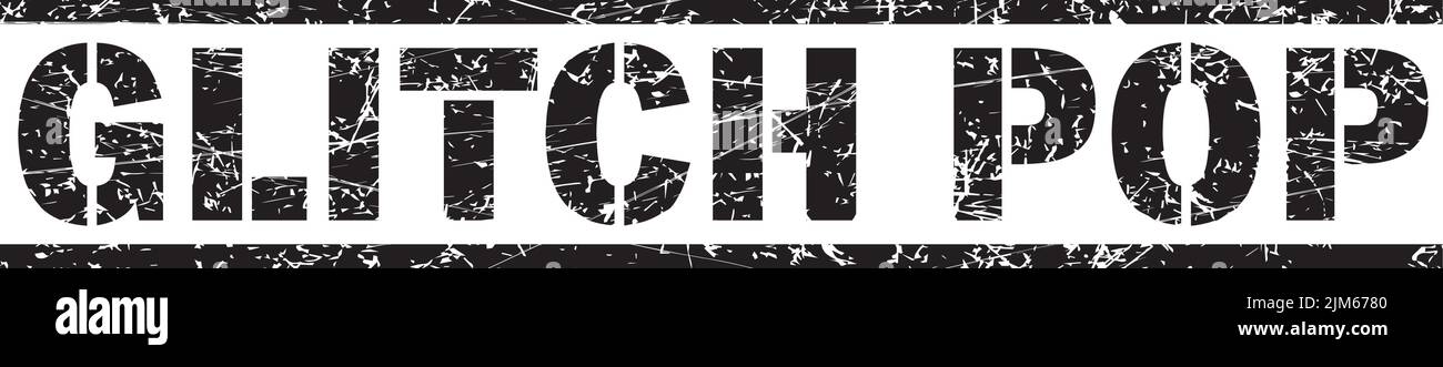 A vector illustration of a "Glitch Pop" inscription on a white ...