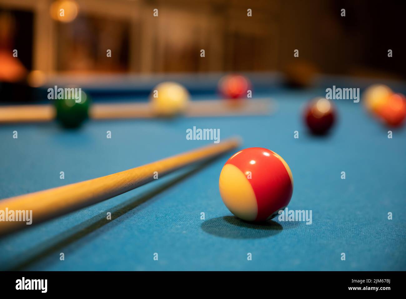 macro shot of Snooker, billiard balls, pool game table, Cue ball ...