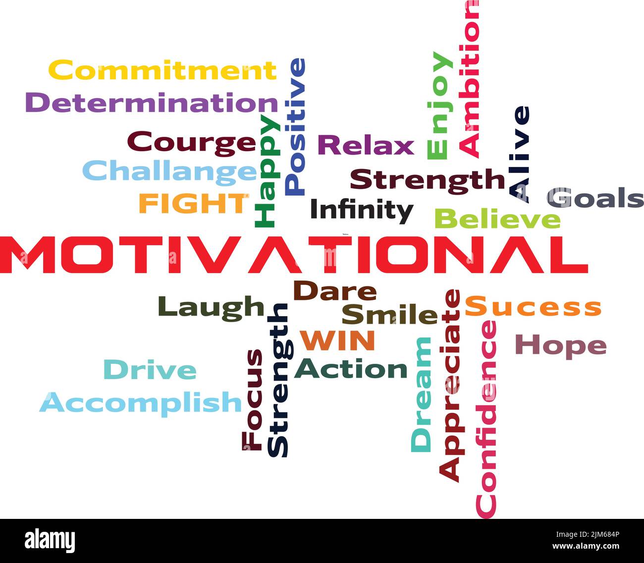 A vector design of the multicolored motivational words on white ...
