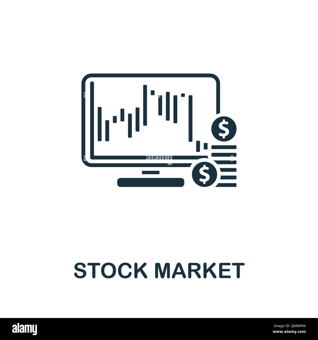 Stock Market icon. Monochrome simple line Stock Market icon for ...