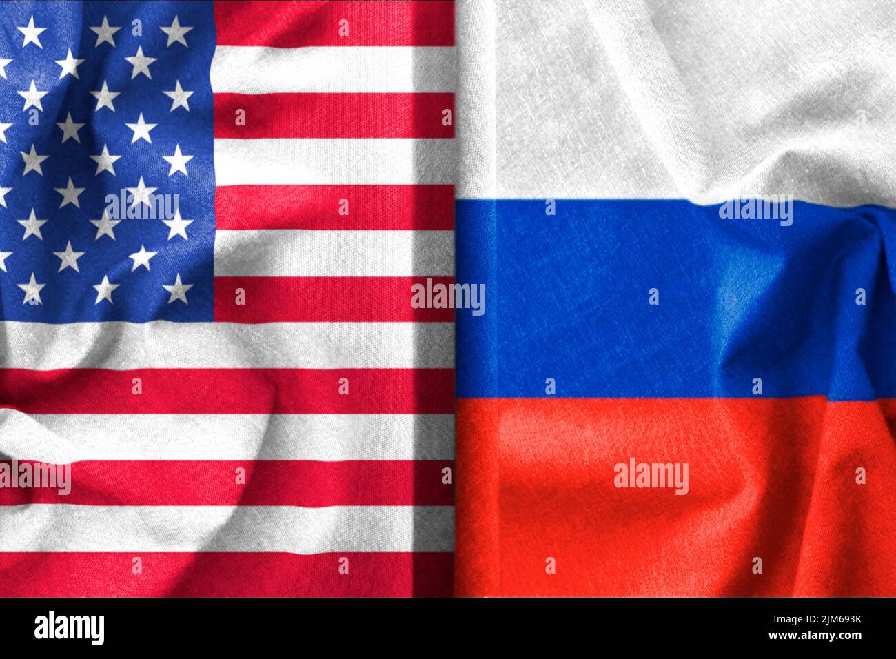 A split illustration of USA and Russia flags depicting the conflict ...