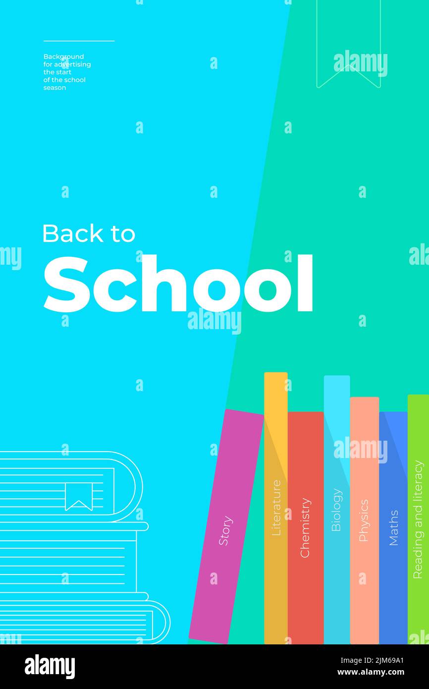 Back to school minimal trendy vertical poster with book and text ...