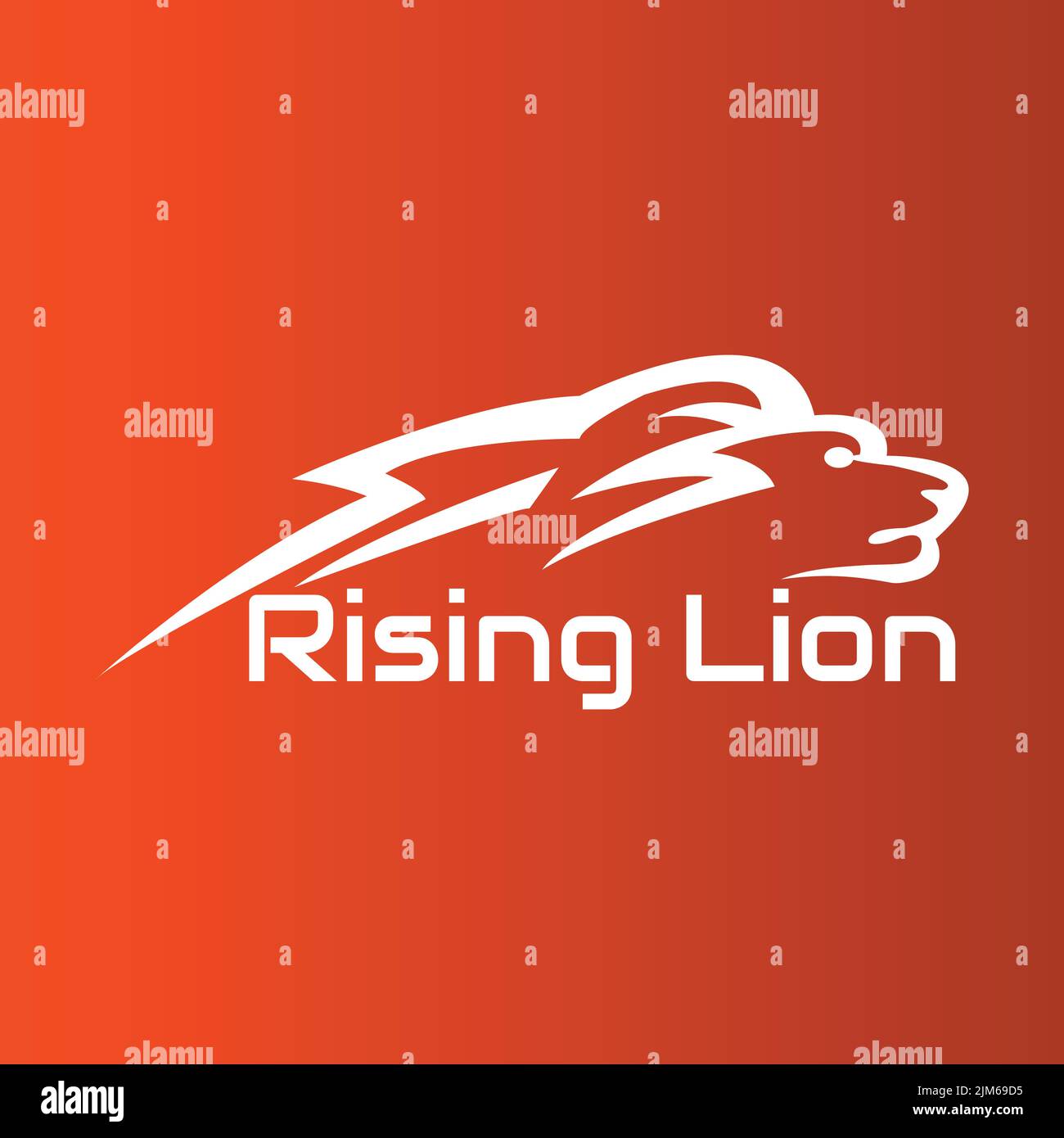 A white minimalist white lion logo design with "Rising Lion" text on ...