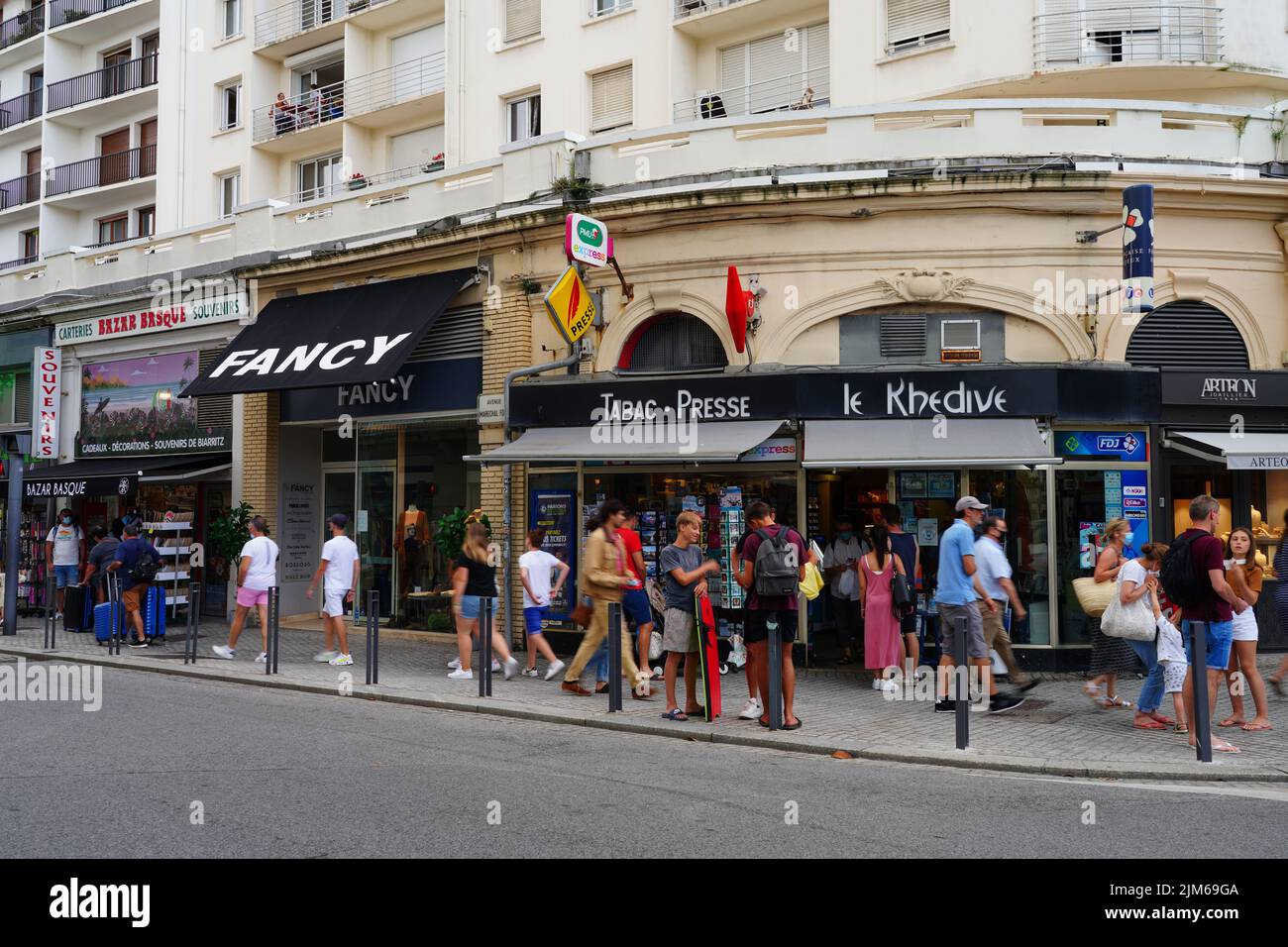 BIARRITZ, FRANCE -17 AUG 2021- View of downtown buildings in the city ...