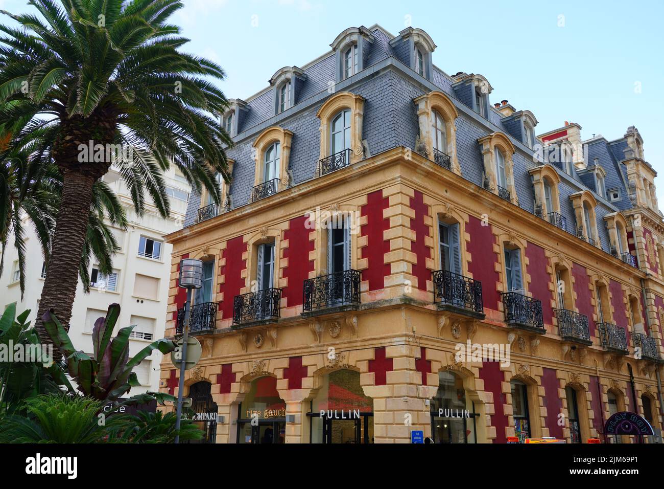 BIARRITZ, FRANCE -17 AUG 2021- View of downtown buildings in the city ...