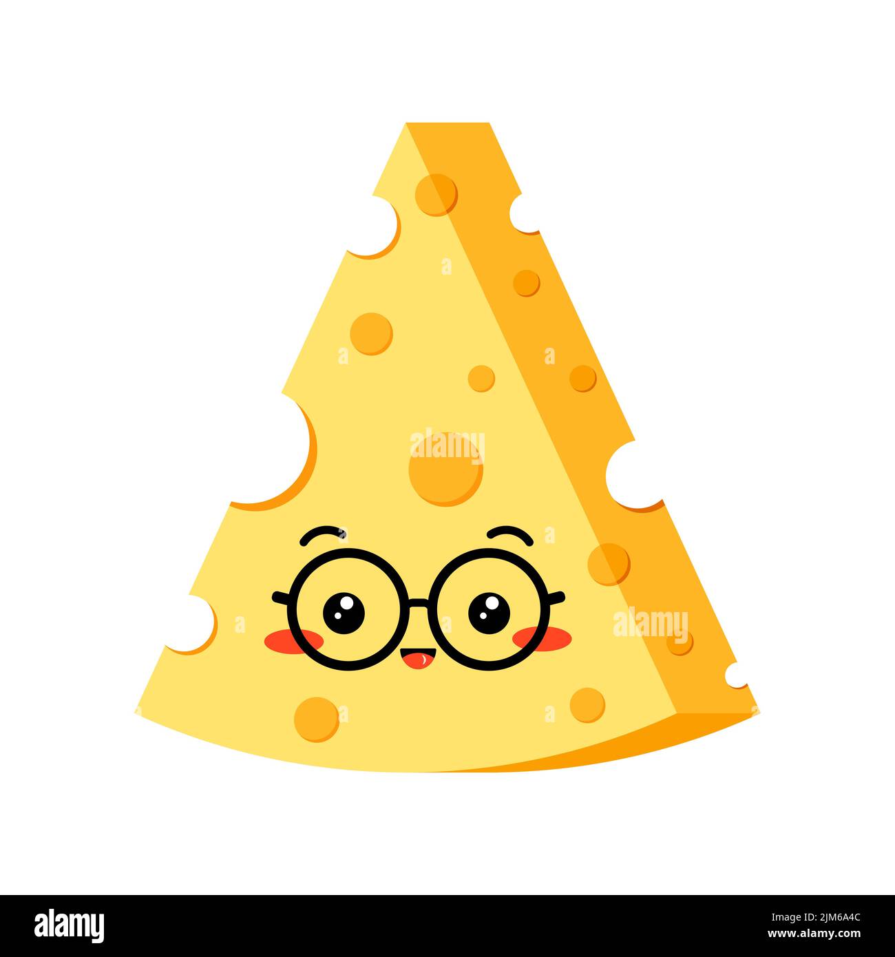 Triangle cheese with hole slice in eyeglasses emoji vector icon ...