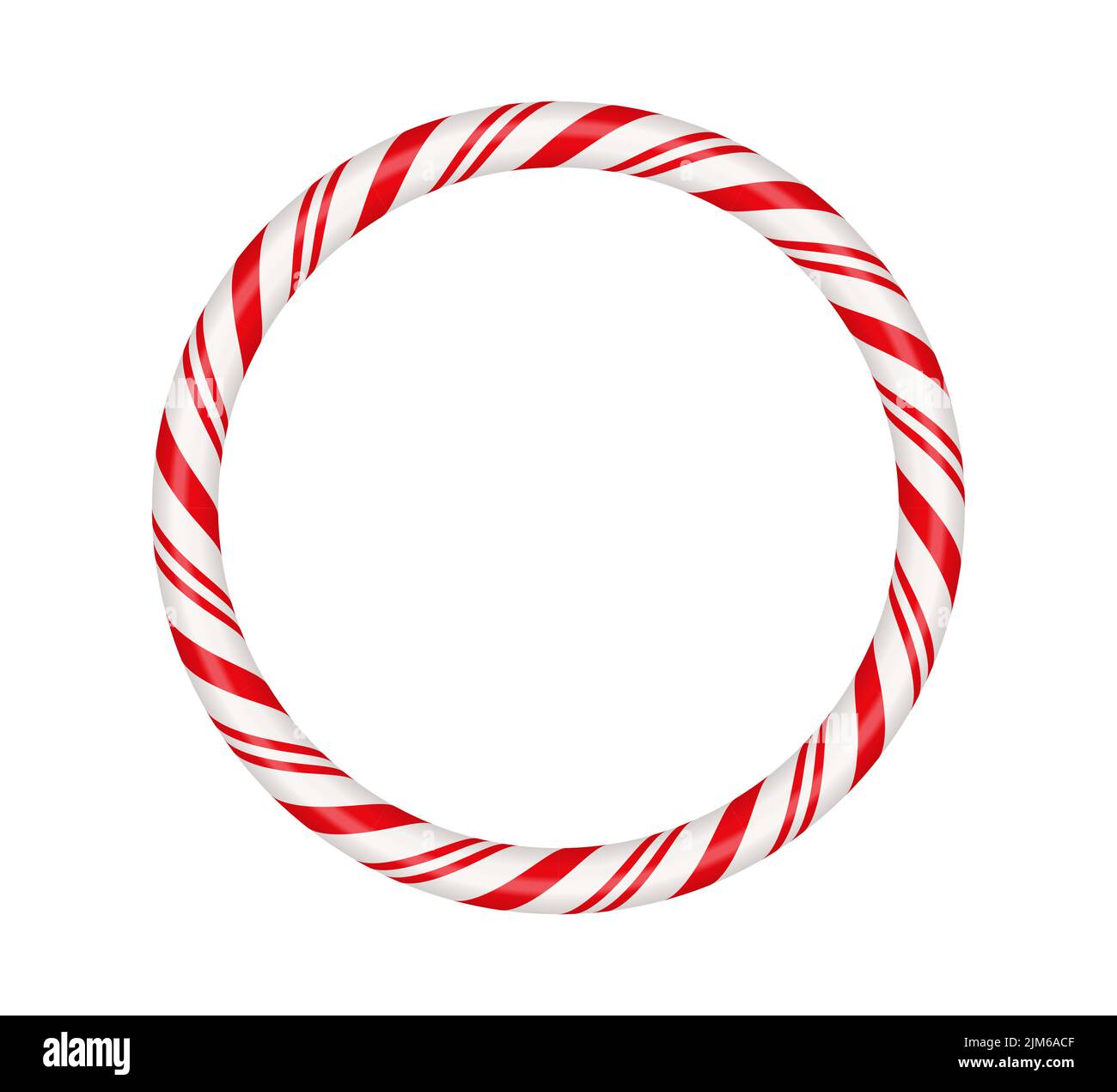 Christmas candy cane circle frame with red and white striped. Xmas ...