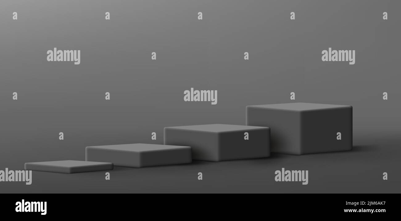 3d pedestals levels steps, black cubes of bigger size Stock Vector ...
