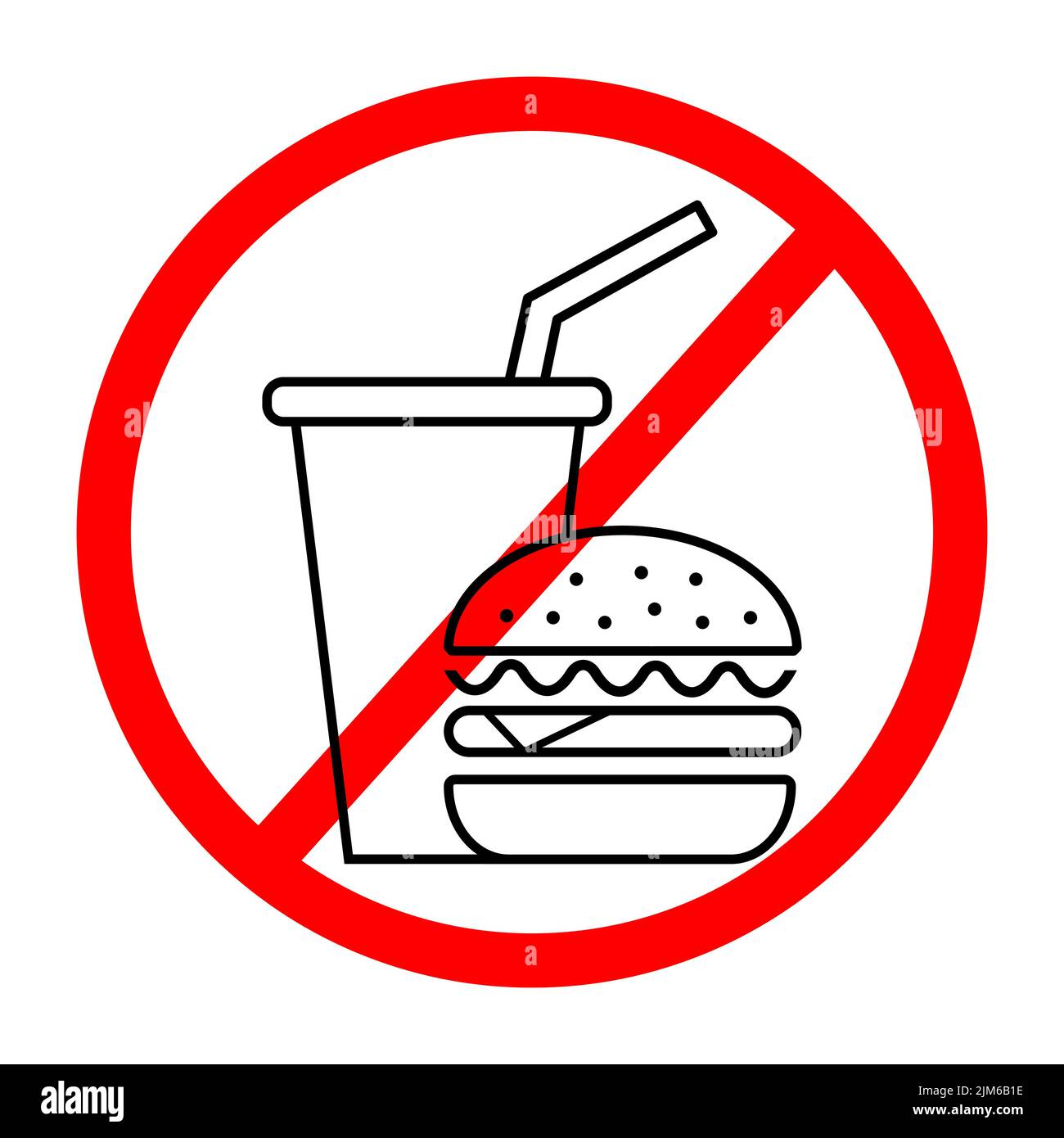 No food allowed symbol, isolated on white background. Prohibition sign ...