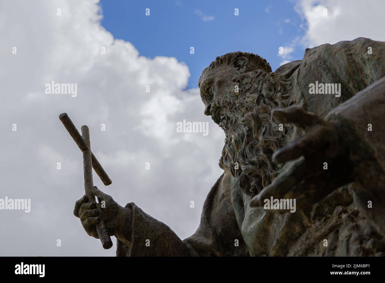 27,04,2022 ronda,malaga,spain statue of a bearded priest with a cross ...