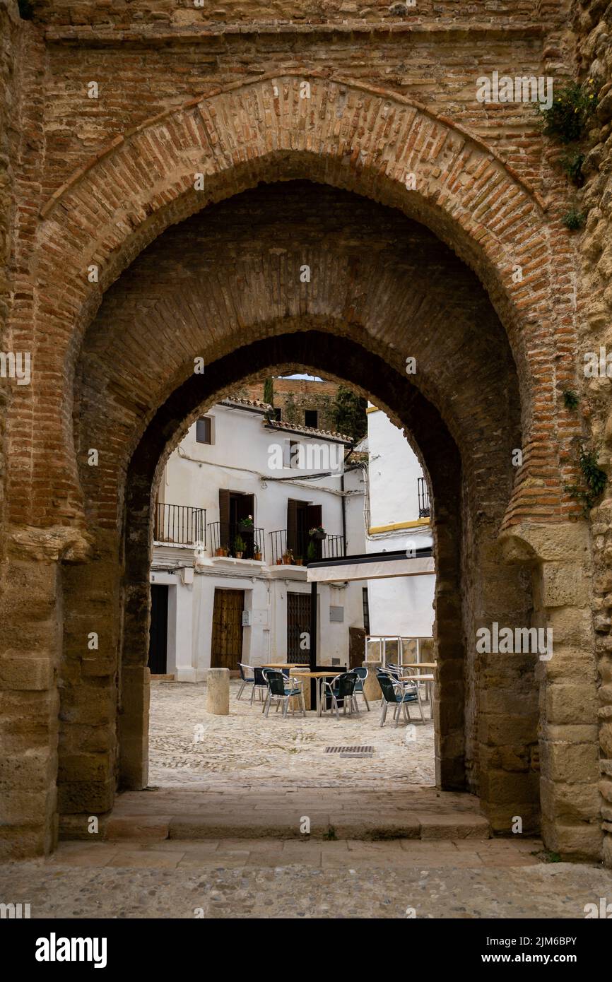 27,04,2022 ronda,malaga,spain gate of almocabar , part of the city ...