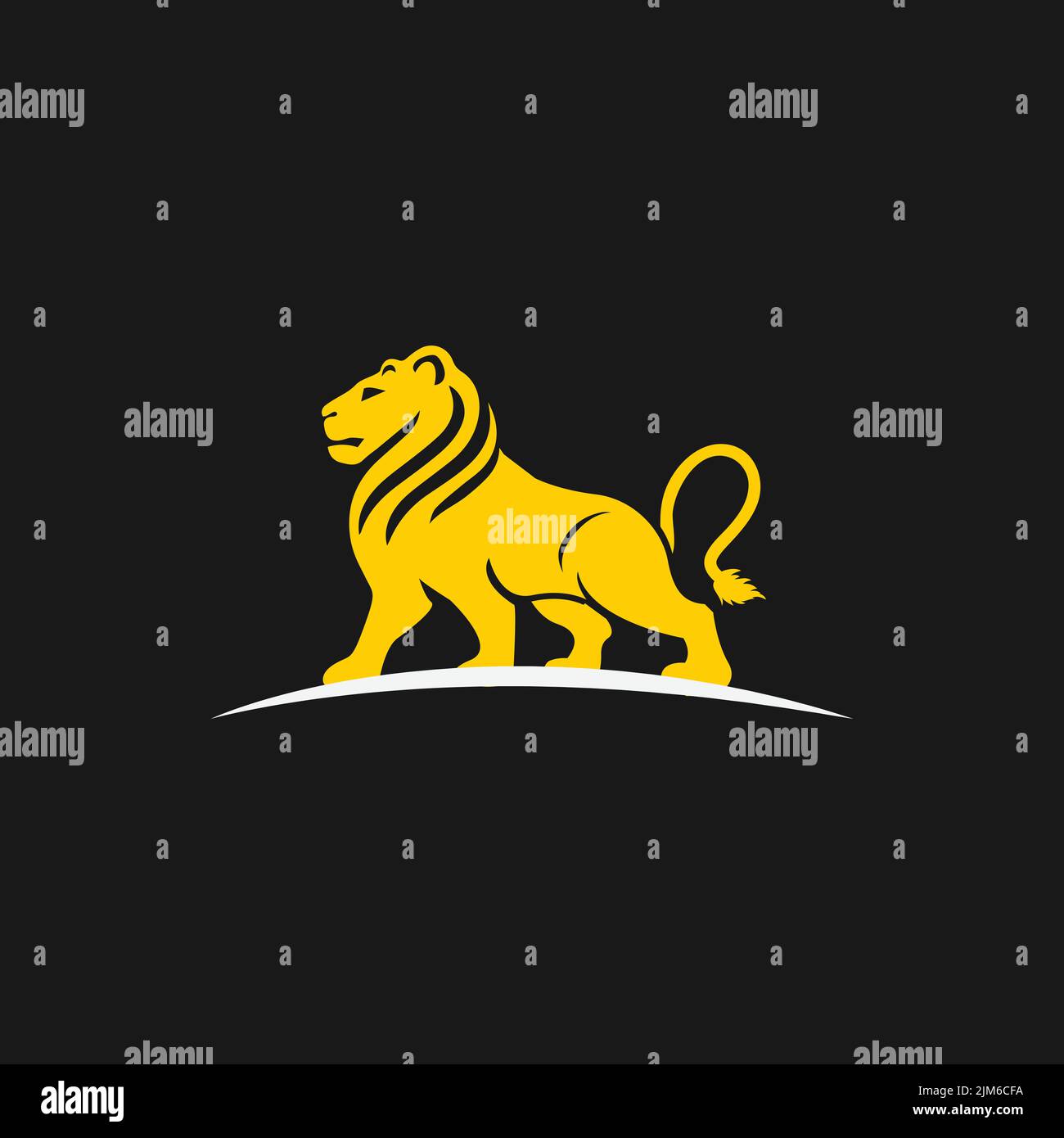 A yellow lion logo design on dark background Stock Vector Image & Art ...