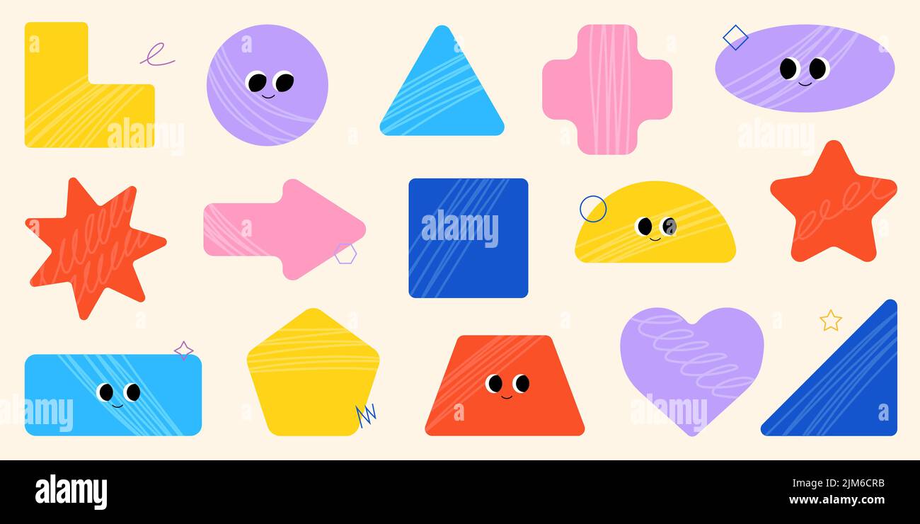 Geometric facial features with facial emotions Stock Vector Image & Art ...