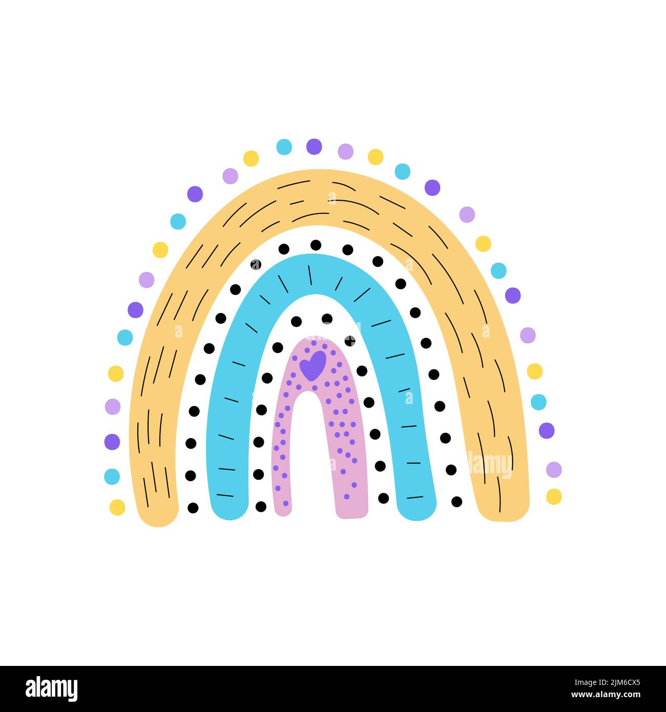 Hand drawn boho colorful rainbow. Scandinavian organic shapes. For home ...