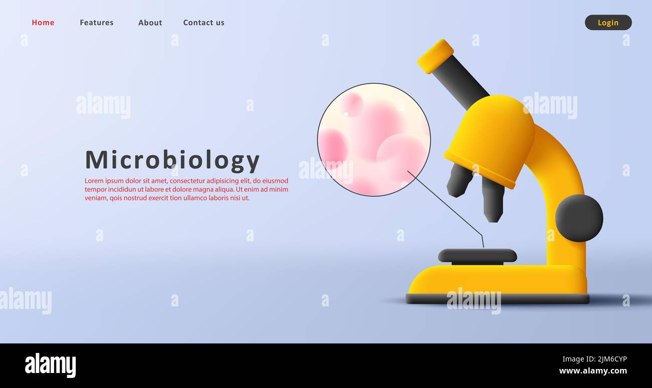 Microscope 3d illustration with virus cell, web banner Stock Vector ...
