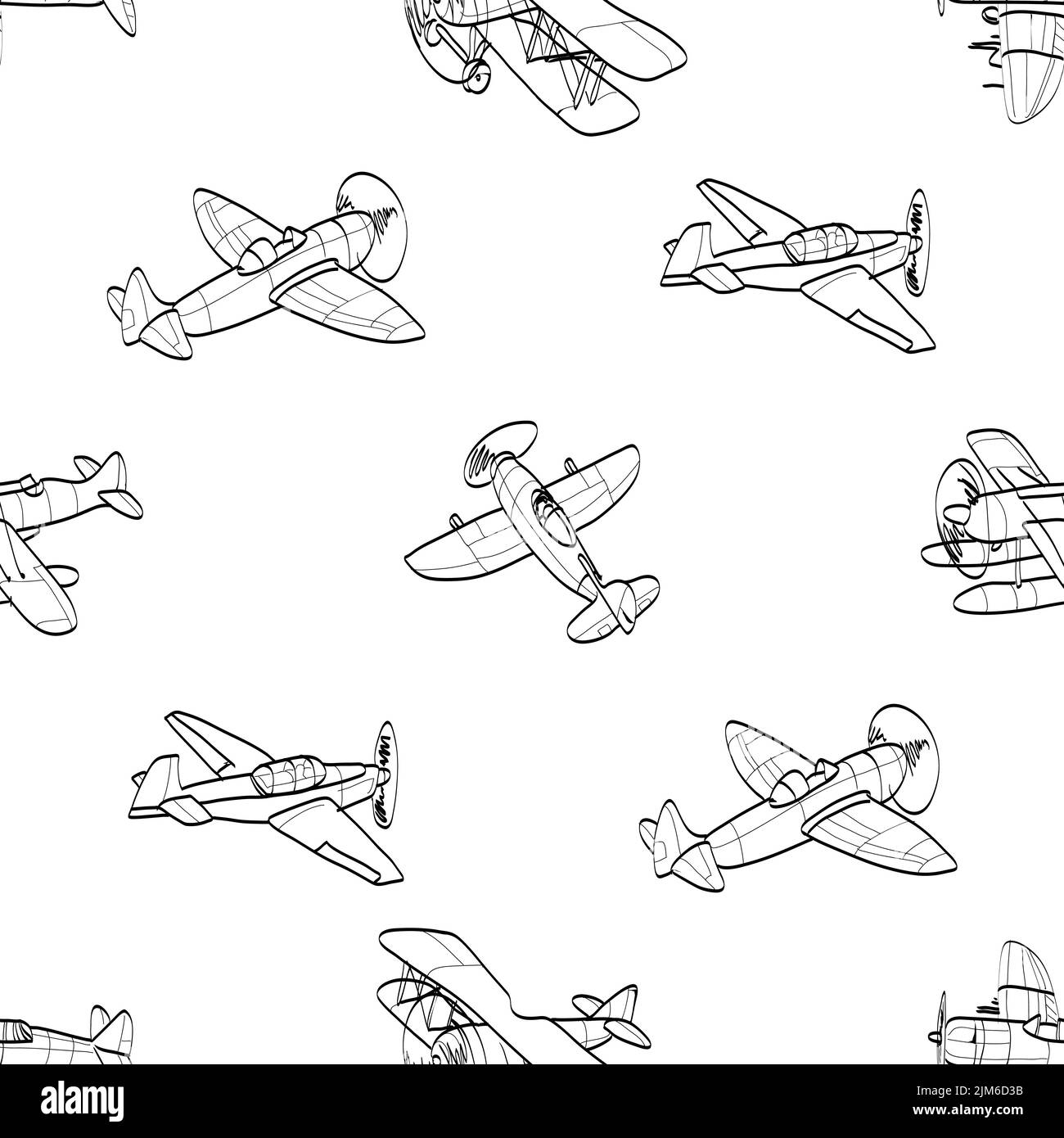 Vector seamless pattern with aircraft. Kids seamless pattern with ...