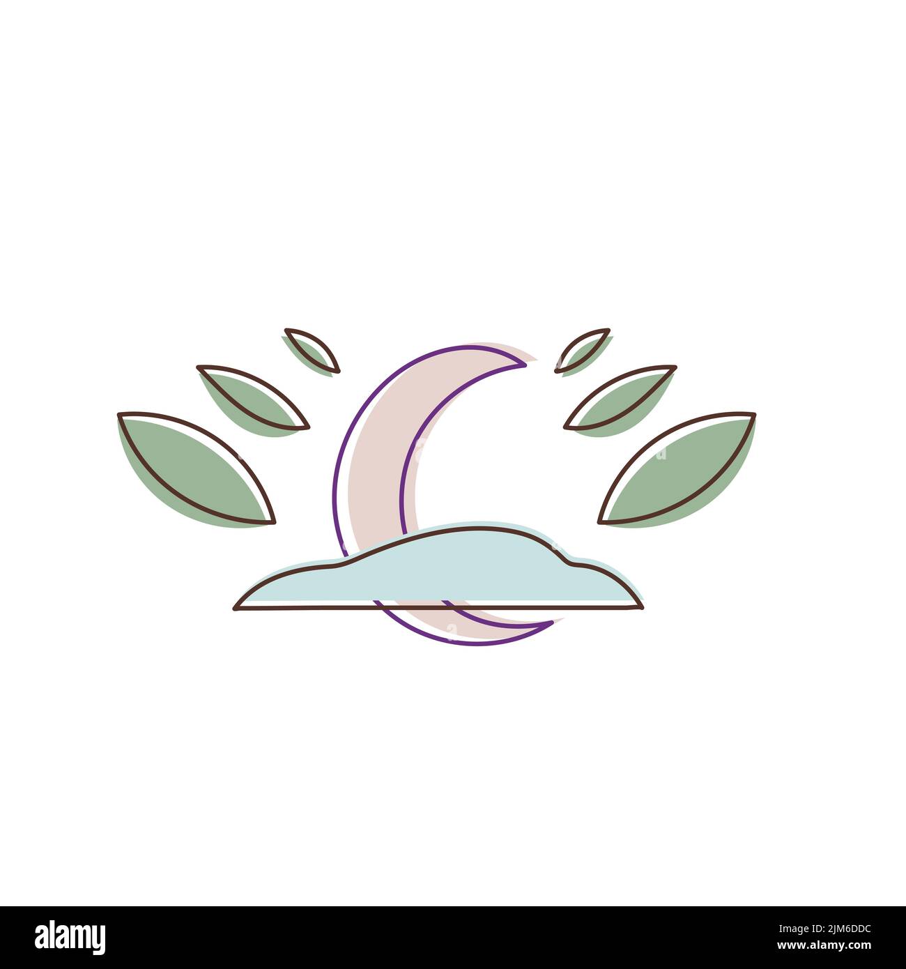 Natural shapes background. Leaves, moon and organic forms banner. For ...