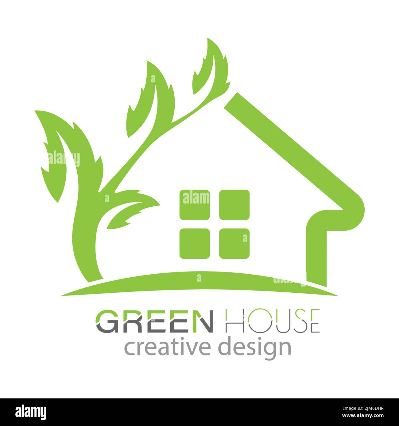 Green house. Vector logo, emblem or sticker of a smart home, eco ...