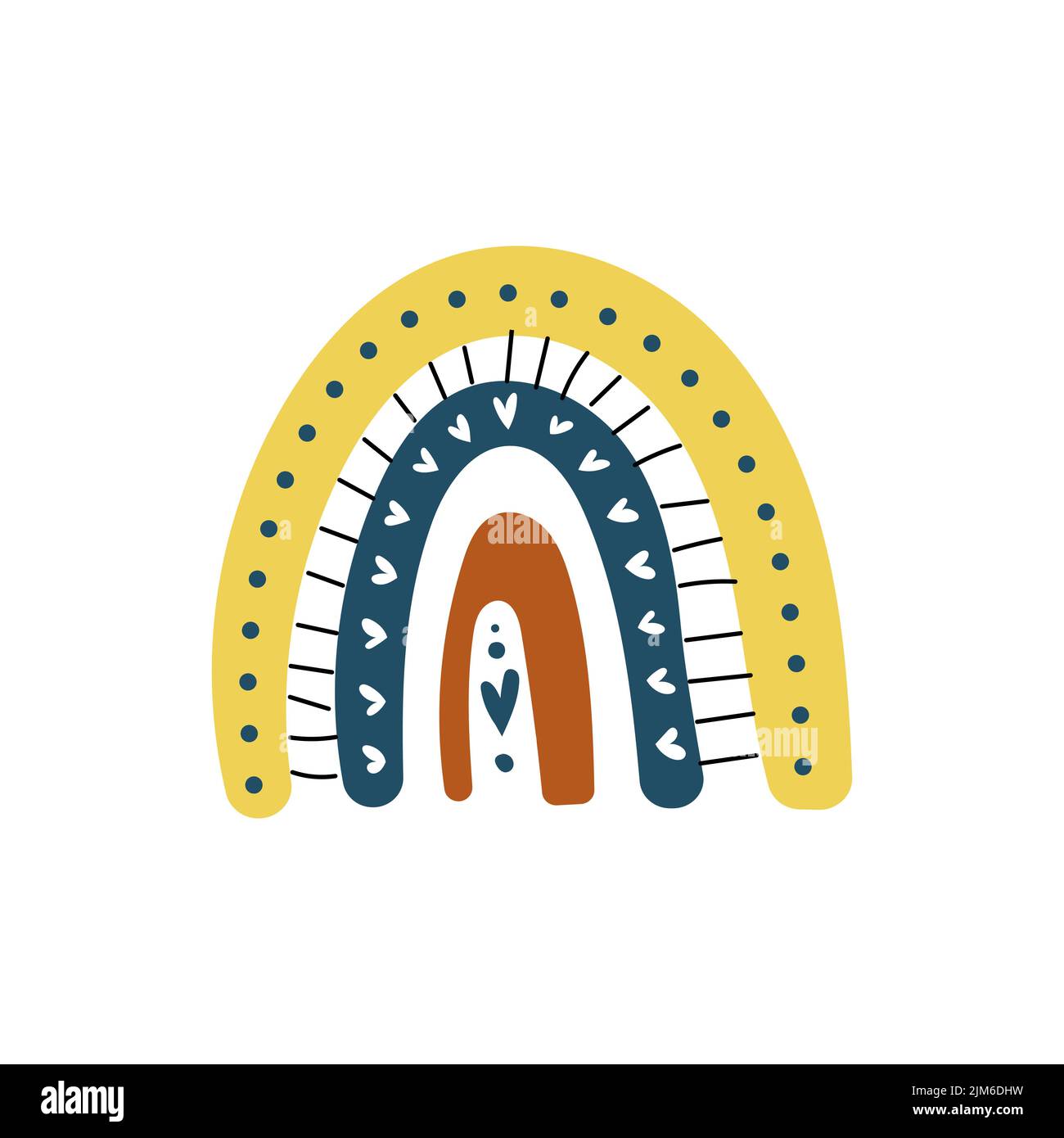 Hand drawn boho colorful rainbow. Scandinavian organic shapes. For home ...