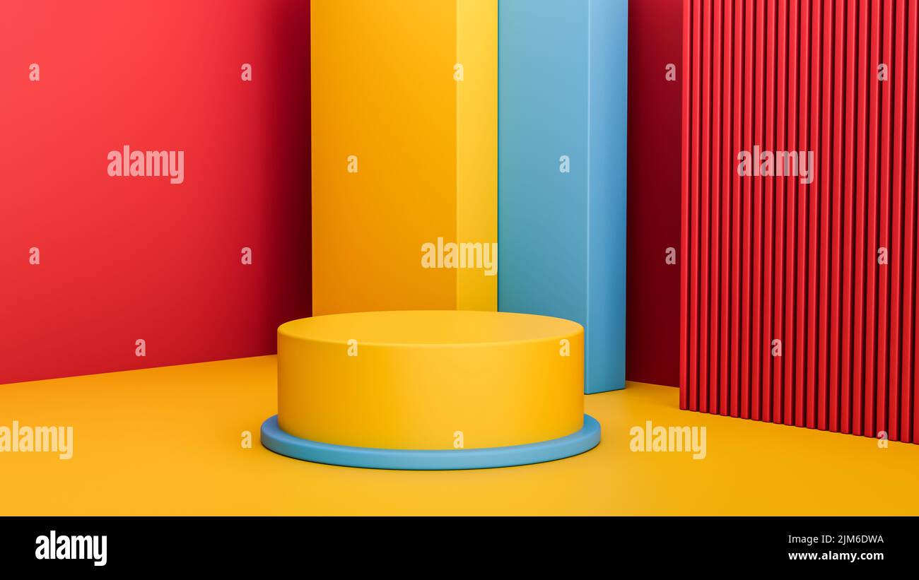 A 3D rendering of modern trendy colored cylinder podiums Stock Photo ...