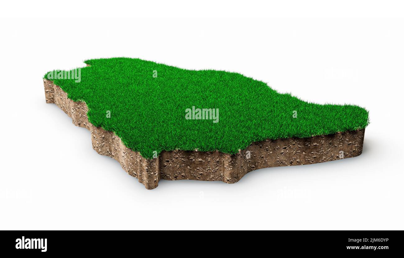 A 3D rendering of the Saudi Arabia Map soil land geology isolated on a ...