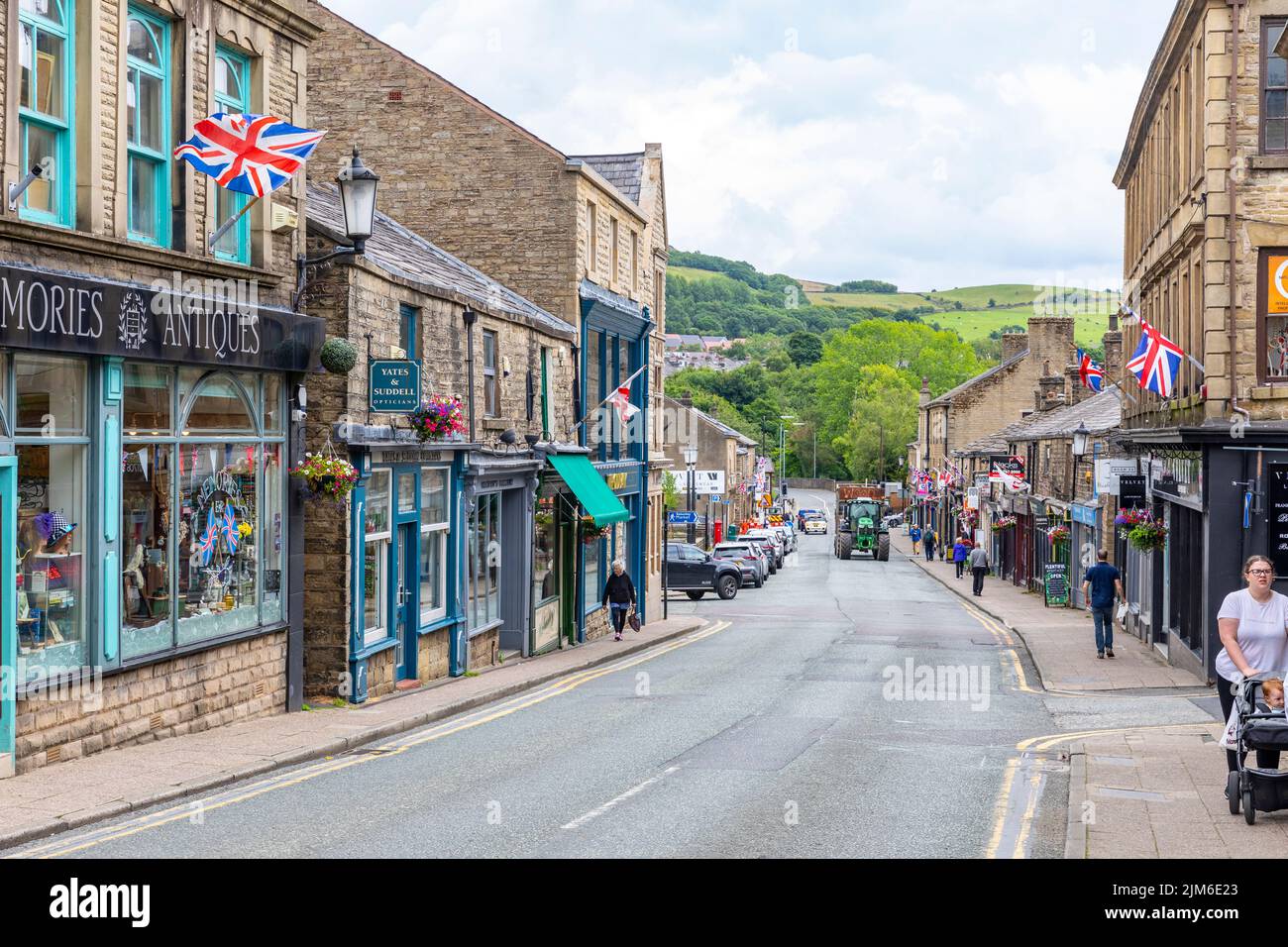Ramsbottom Village in Bury, Manchester, view of shops and business on ...