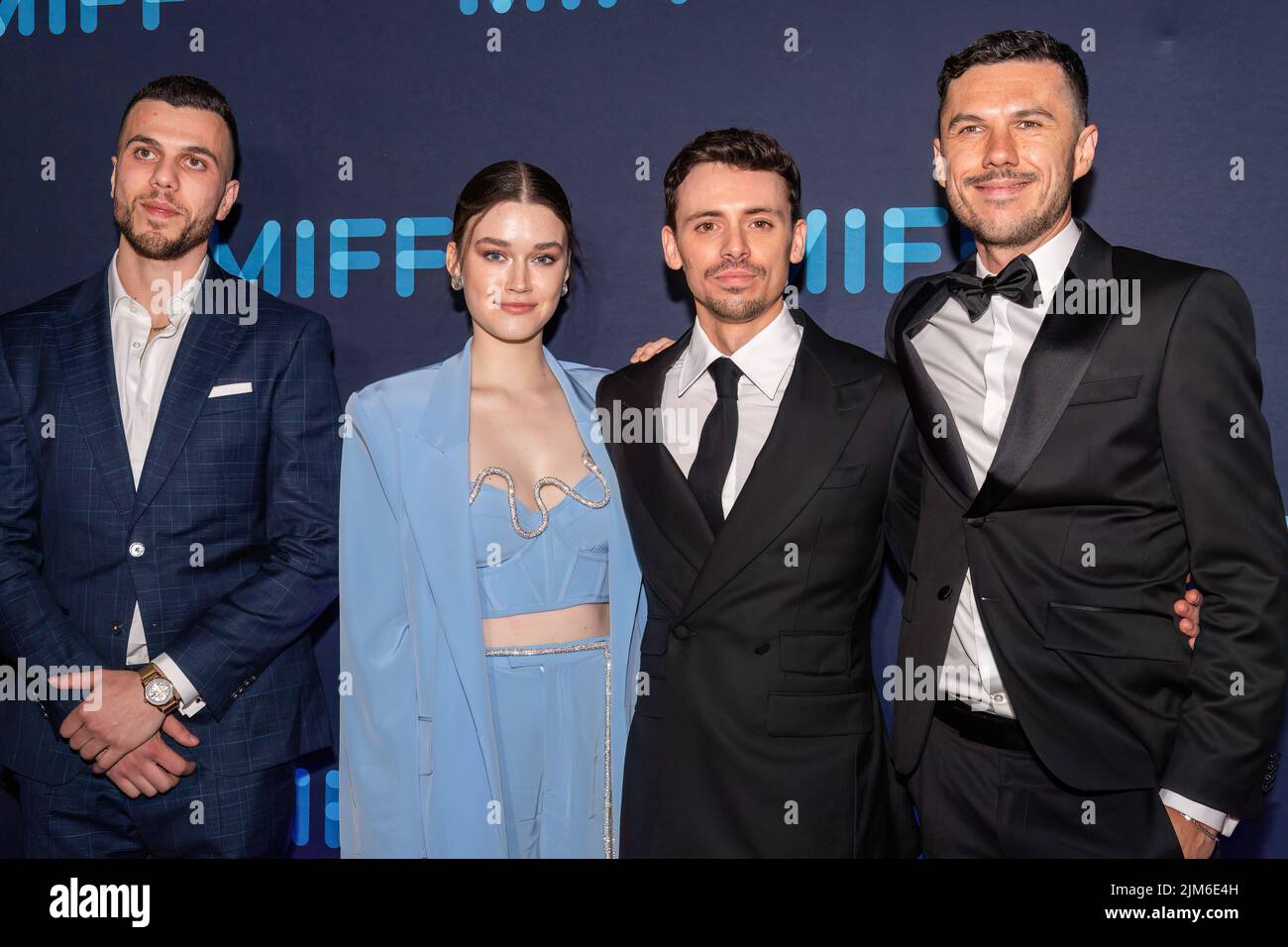 Melbourne, Australia, 04/08/2022, (L-R) Actors Elias Anton, Hattie Hook ...