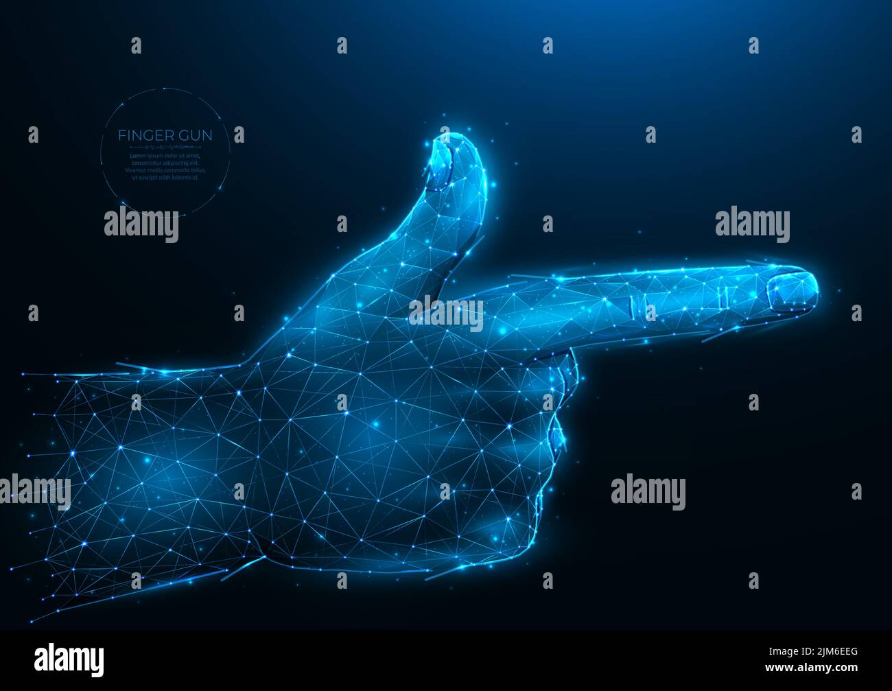 Finger gun polygonal vector illustration on a dark blue background ...