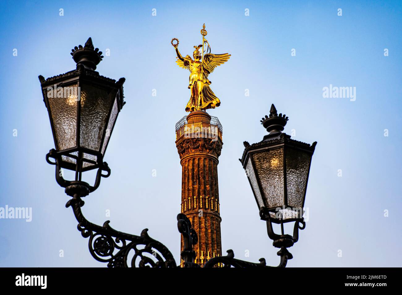 a detail shot from Berlins famous monument Siegessaeule with to typical ...
