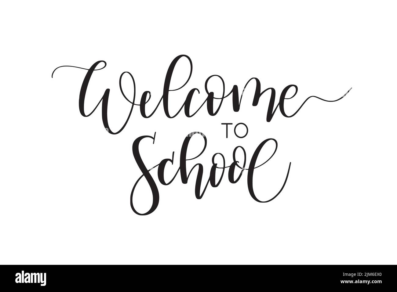 Welcome to school cute calligraphy for cards and stickers Stock Vector ...