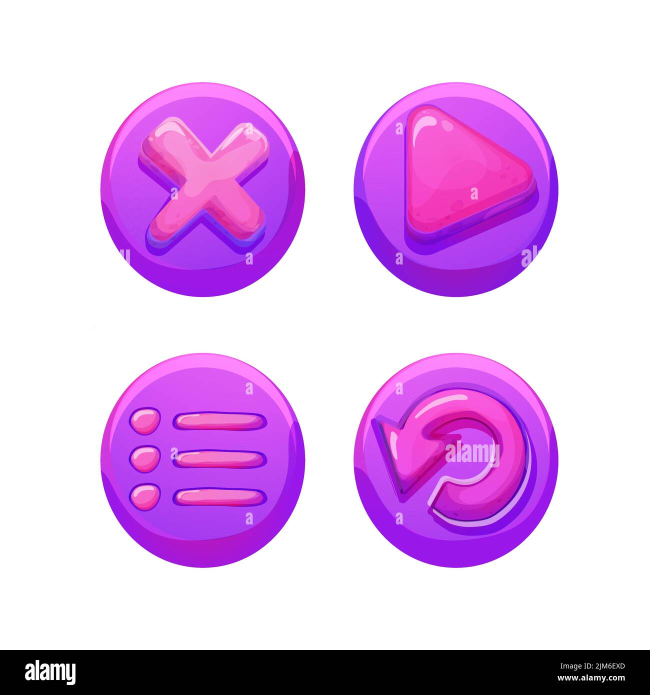 Set of game buttons, icons fantasy in funny cartoon style isolated on ...