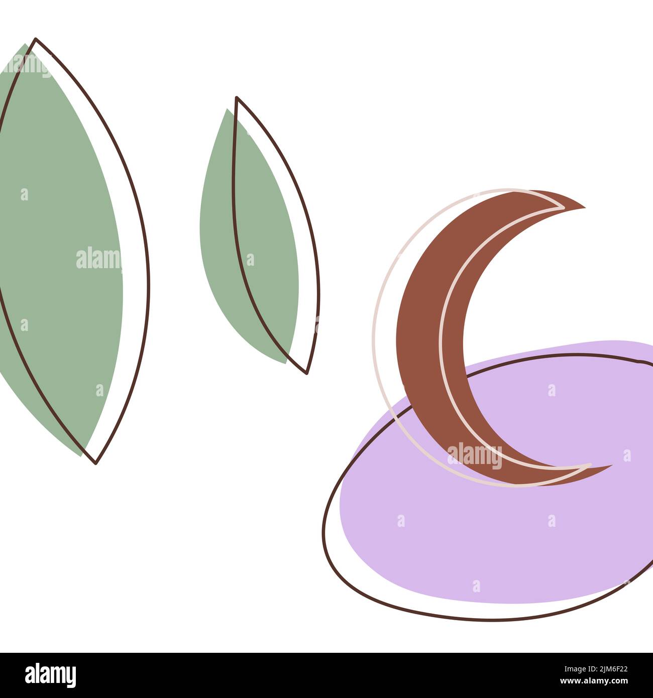 Natural shapes background. Leaves, moon and organic forms banner. For ...