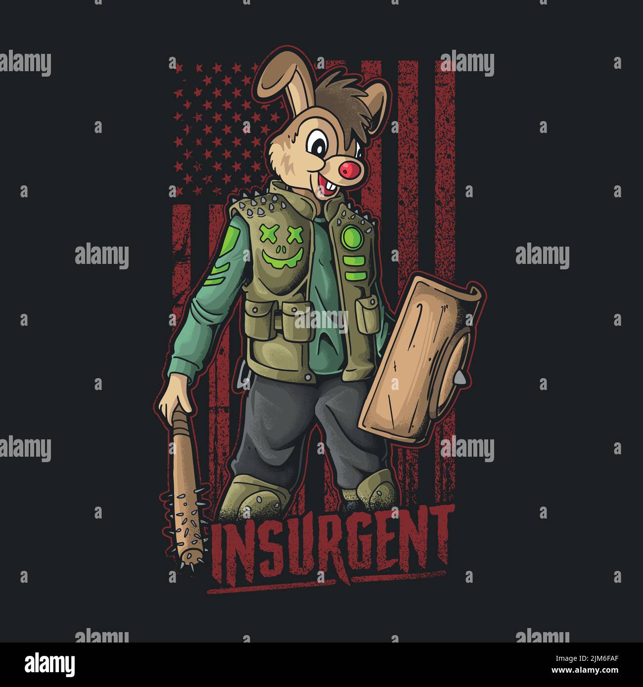 A digital illustration of an evil insurgent rebel rabbit Stock Vector ...