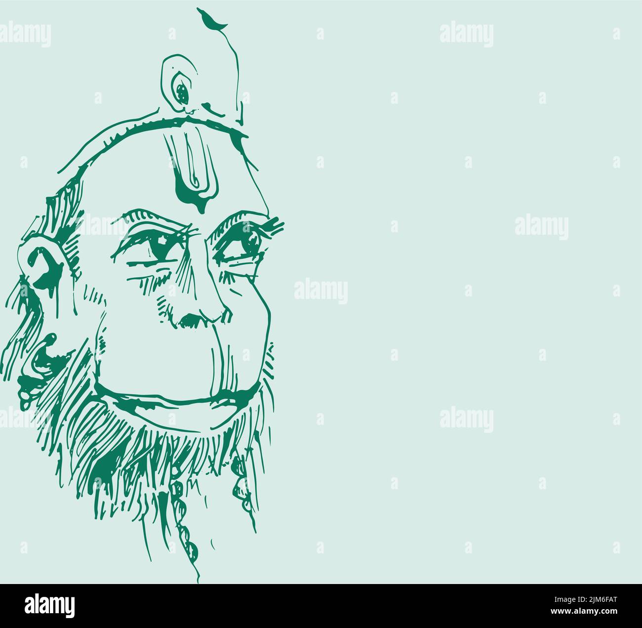 A vector of the Hindu god Lord Hanuman with a monkey face and crown on ...
