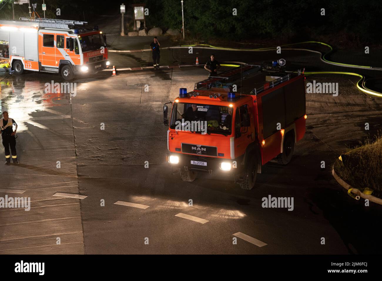 Berlin, Germany. 04th Aug, 2022. Firefighters are on duty during the ...