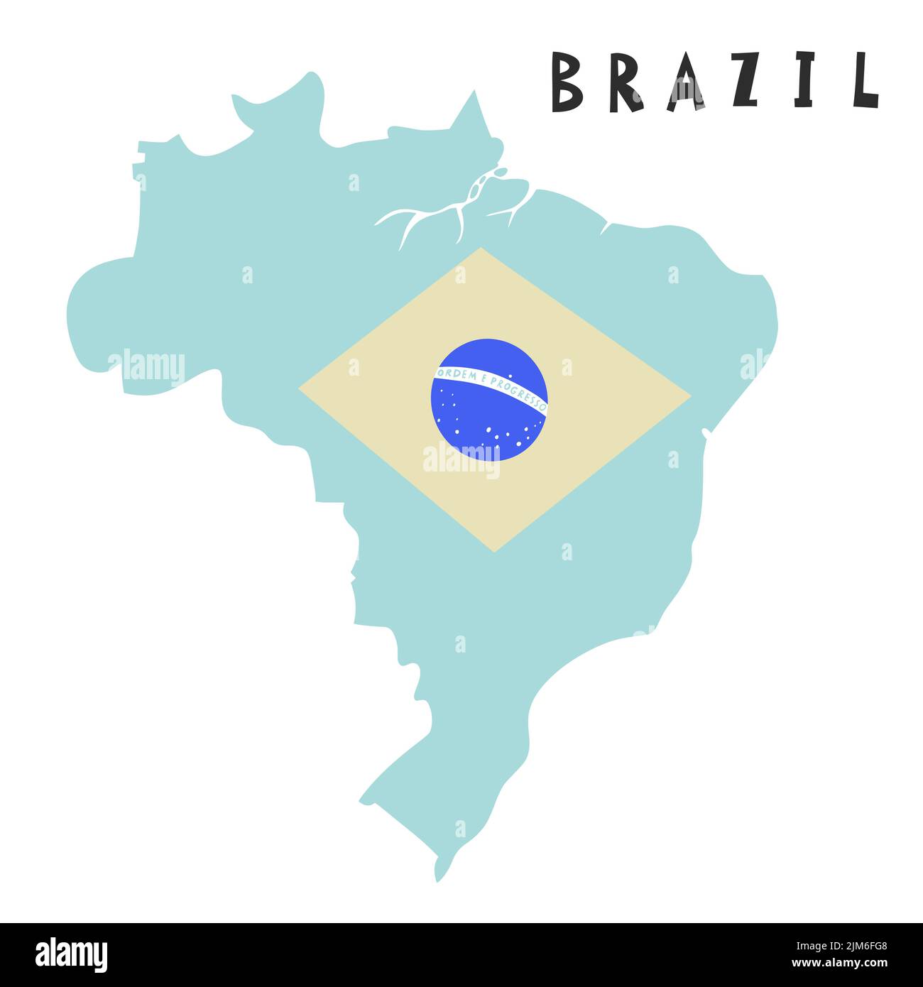 Vector hand drawn stylized map of Brazil. South America map element ...