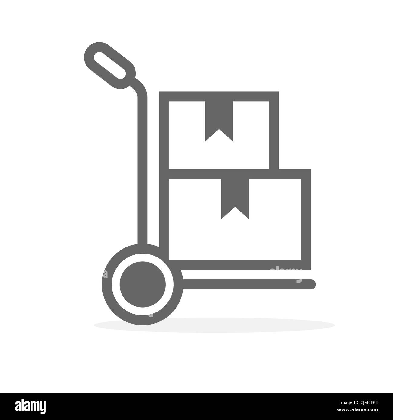 Mechanization. A hand cart with boxes. Linear vector illustration. Icon ...