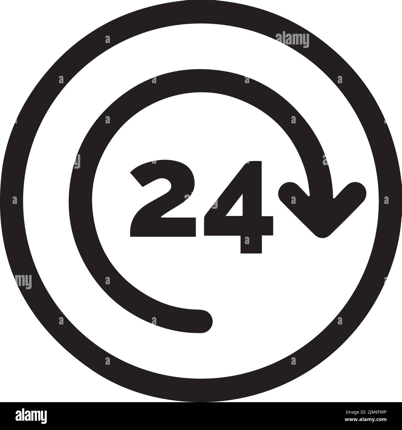 A vector of 24-hour service icon with an arrow in a circle sketch ...