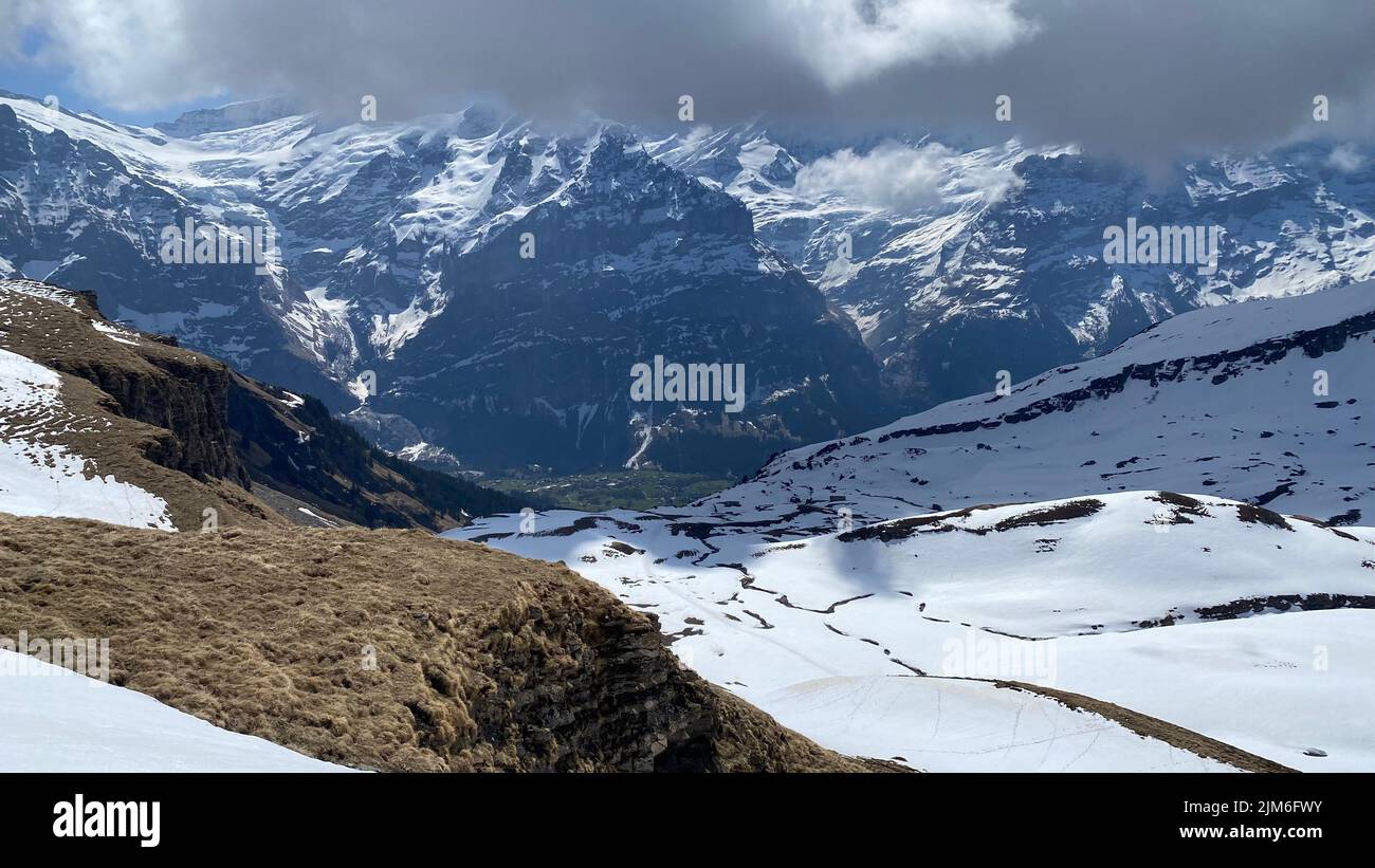 A mesmerizing view of beautiful snow-capped mountains in Switzerland Stock Photo - Alamy