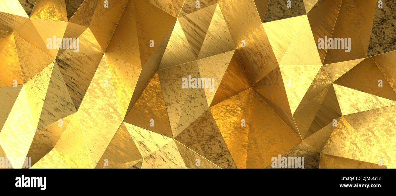 A beautiful geometric 3d shape golden color texture using as a ...