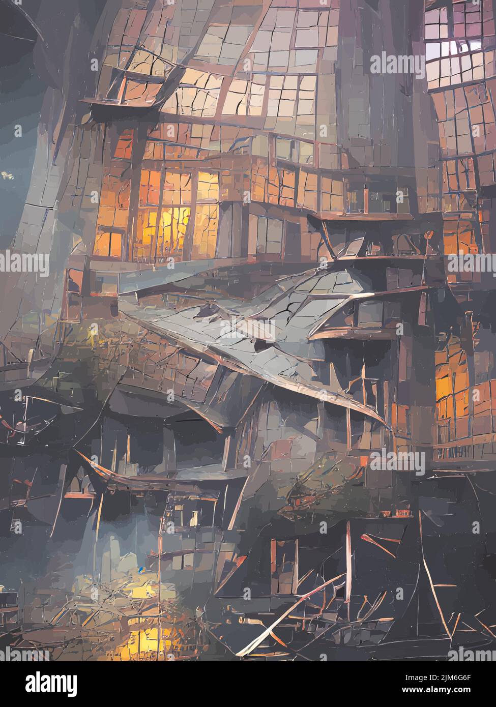 Destroyed buildings, painting Stock Vector Images - Alamy