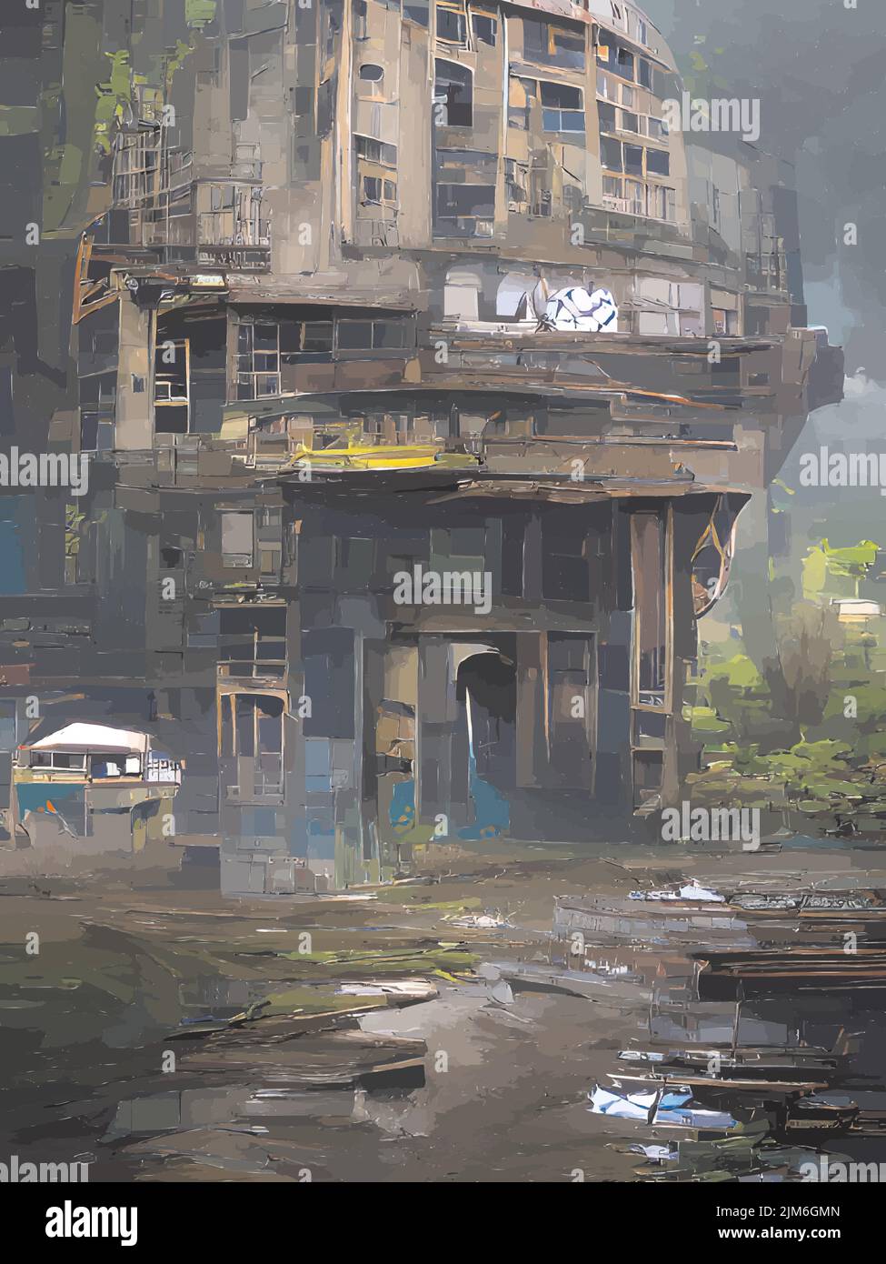 Digital painting of destroyed buildings Stock Vector Image & Art - Alamy