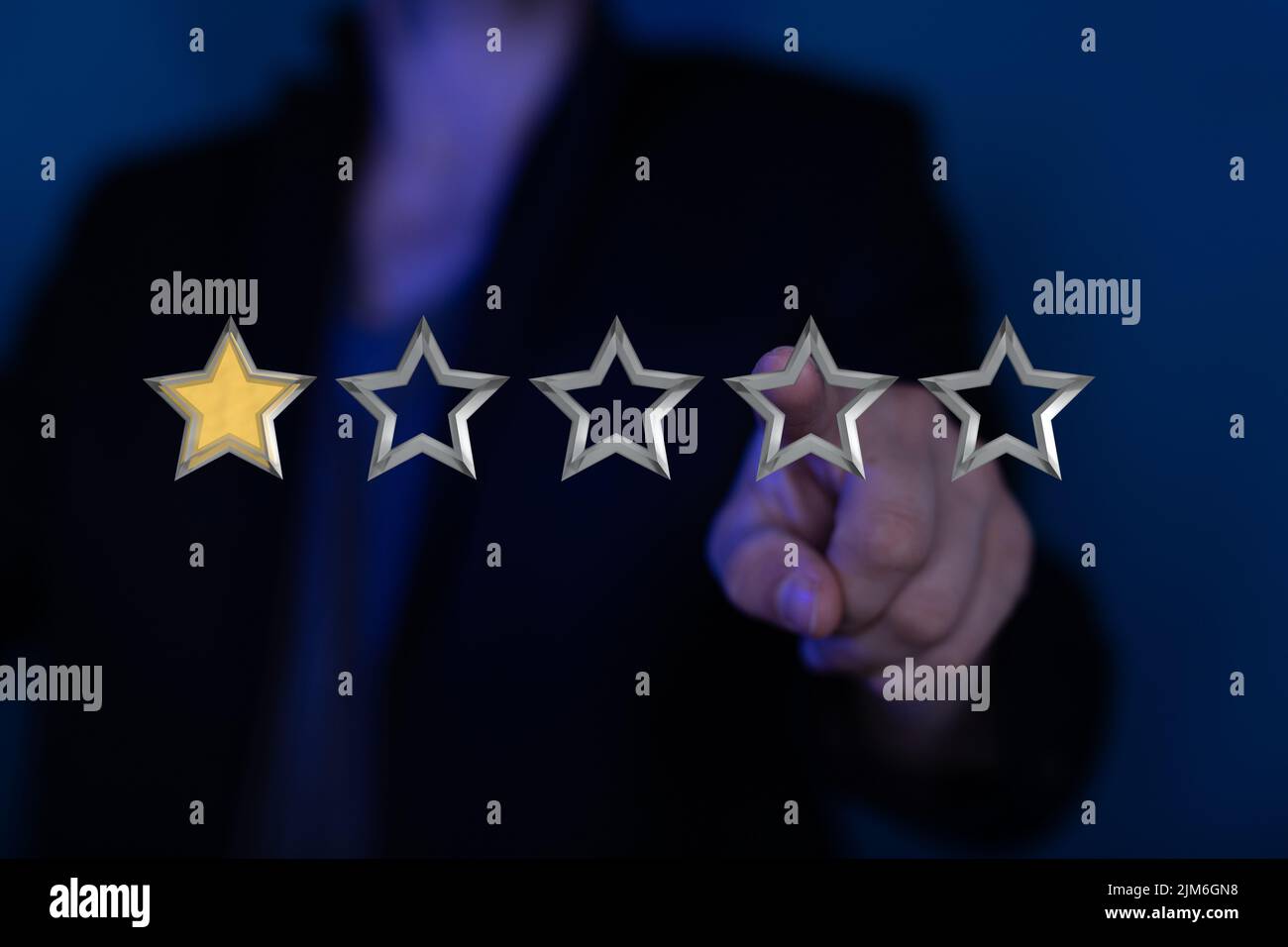 A 3D render of a star rating of 1 star in a holographic manner Stock ...