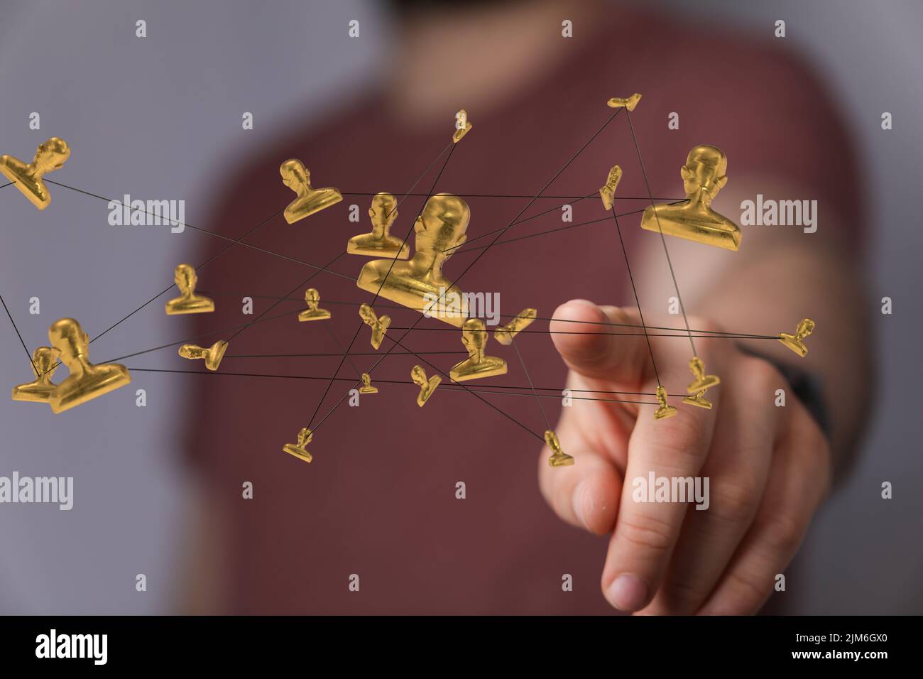 A 3D render of interconnected "Profile" icon being manipulated by a ...